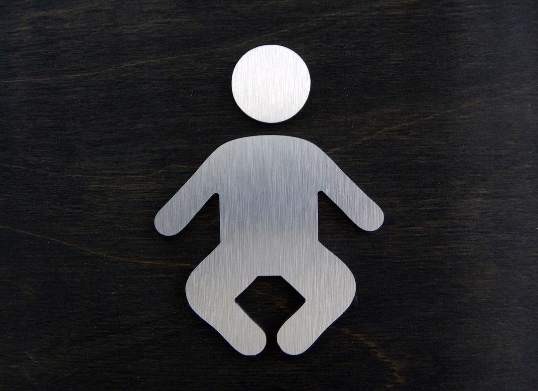 Baby Door Sign . Silver Symbol Plate. Modern Diaper Changing Plaque ...