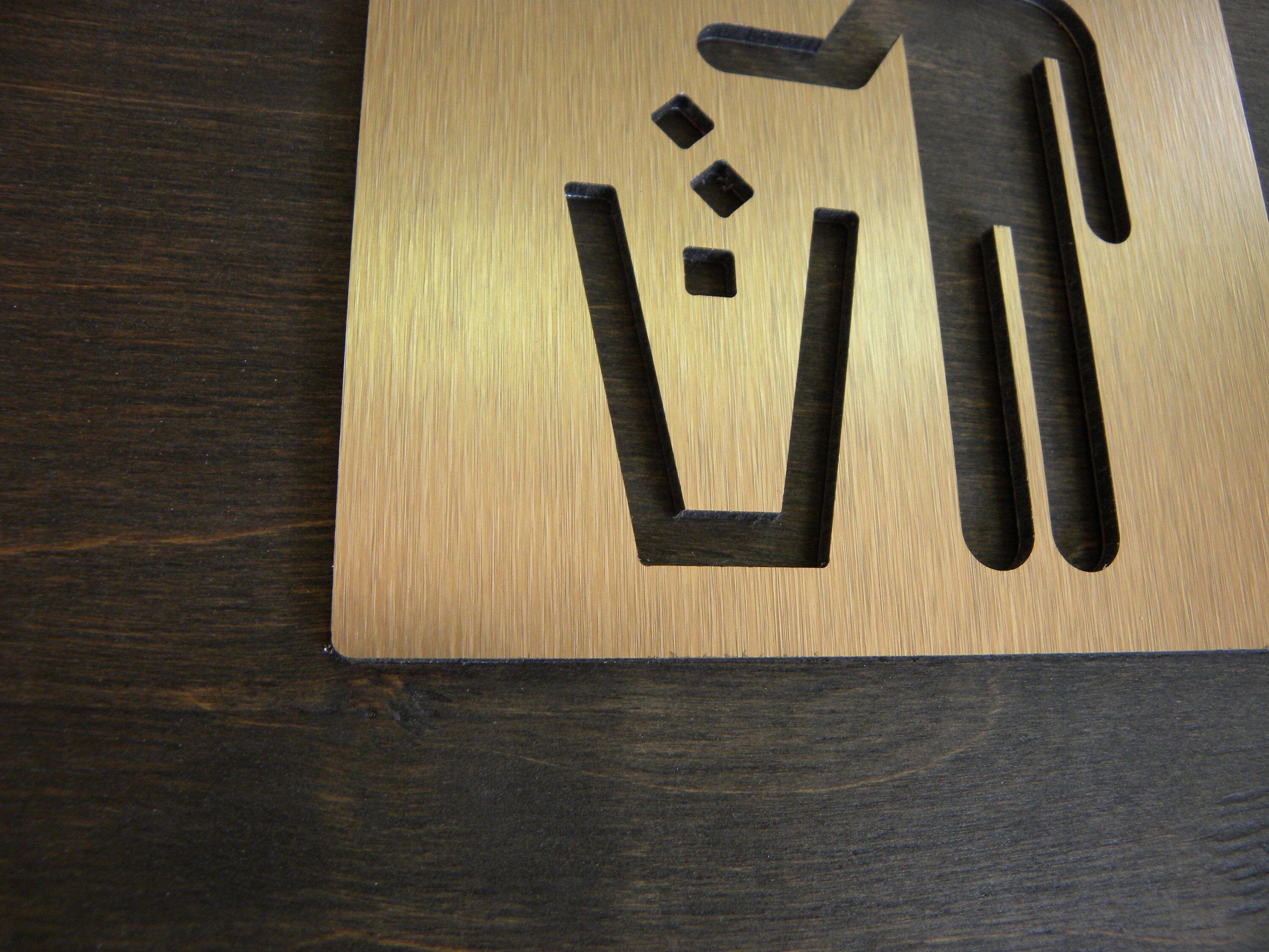 Garbage Adhesive Sign. Trash Round Brass Modern Signage Plaques. Waste ...