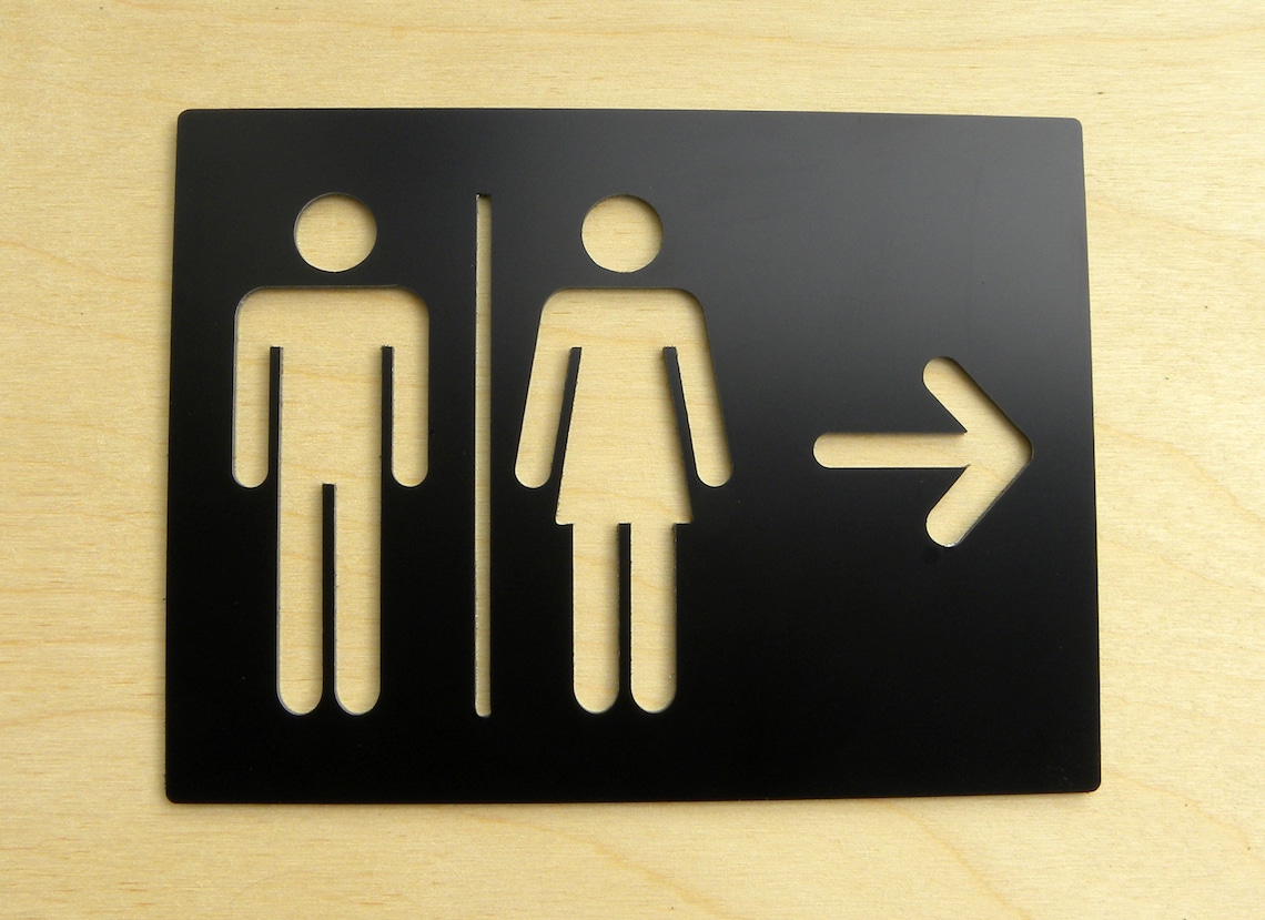 Bathrooms Door Sign With Directional Arrow . Plaques for Bathroom ...
