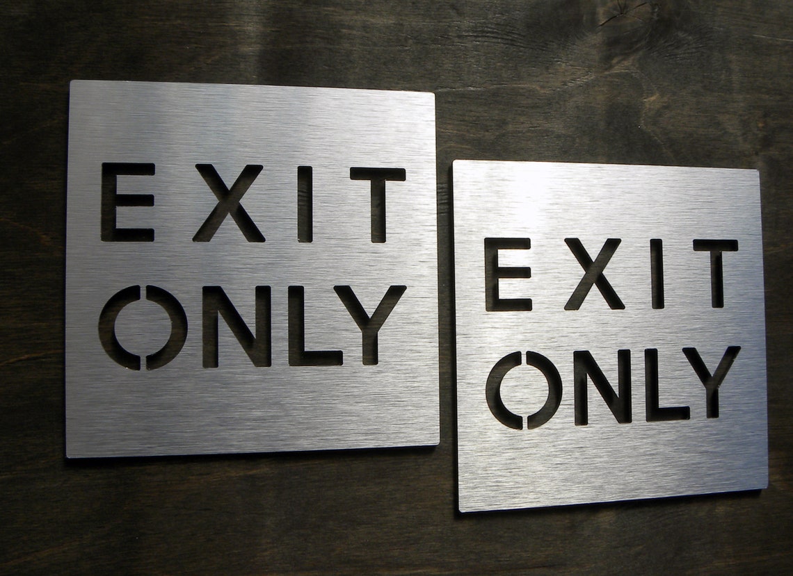 Exit Only Sign. Modern Silver Only Exit Plaque. Info EXIT Square Signs ...