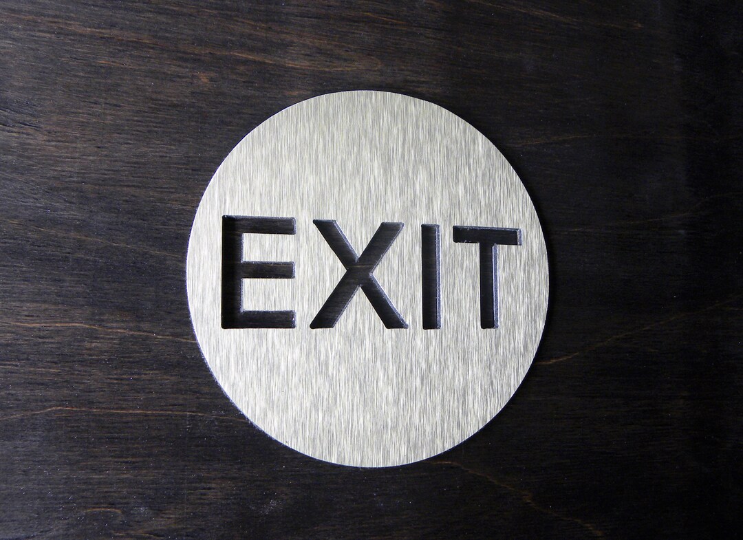 Exit Information Door Sign. Silver Brushed Aluminum Wall Exit Signs ...