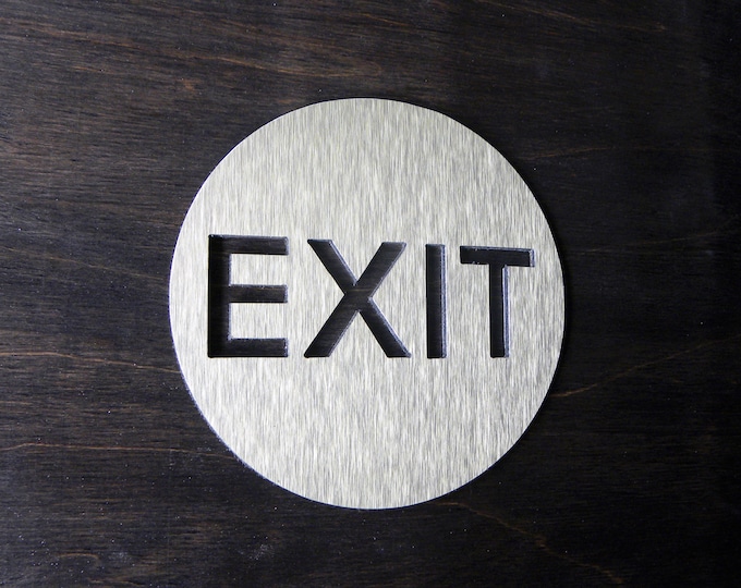 Exit Information Door Sign. Silver Brushed Aluminum Wall Exit Signs ...