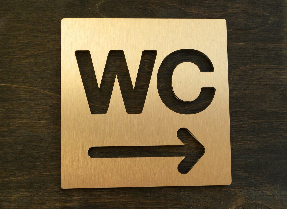 Restroom Arrow Door Signs. Commercial Restrooms Sign With Arrows. WC ...