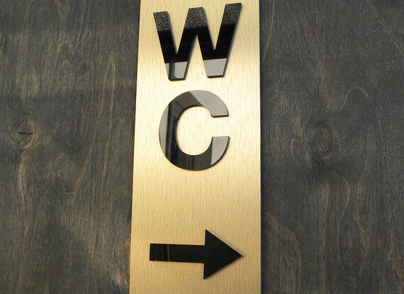 Restroom Vertical Wall Sign. Restrooms Door Signs With Arrows. | Etsy