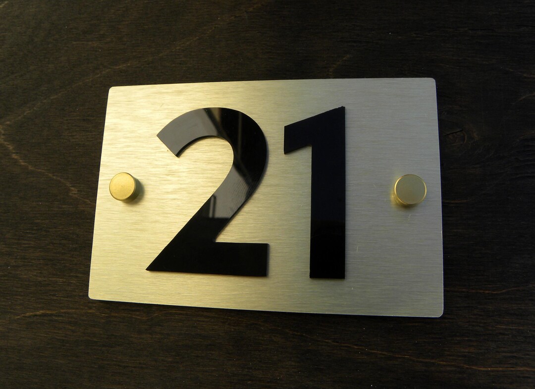 Hotel Front Door Sign . Modern Gold Metal Apartment Signage in Custom ...