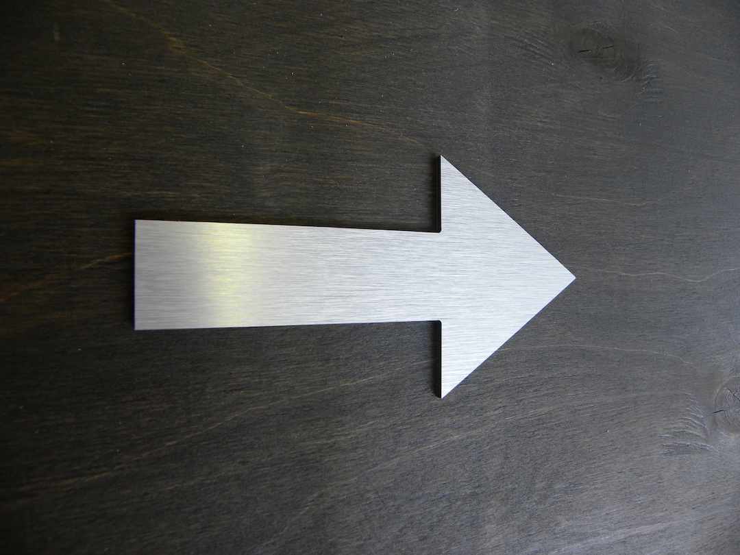 Directional Arrow Wall Sign. Stainless Directions Plate. Silver Number ...