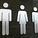Restrooms Modern Figures Door Signs. Stainless Set Men Woman Neutral WC ...