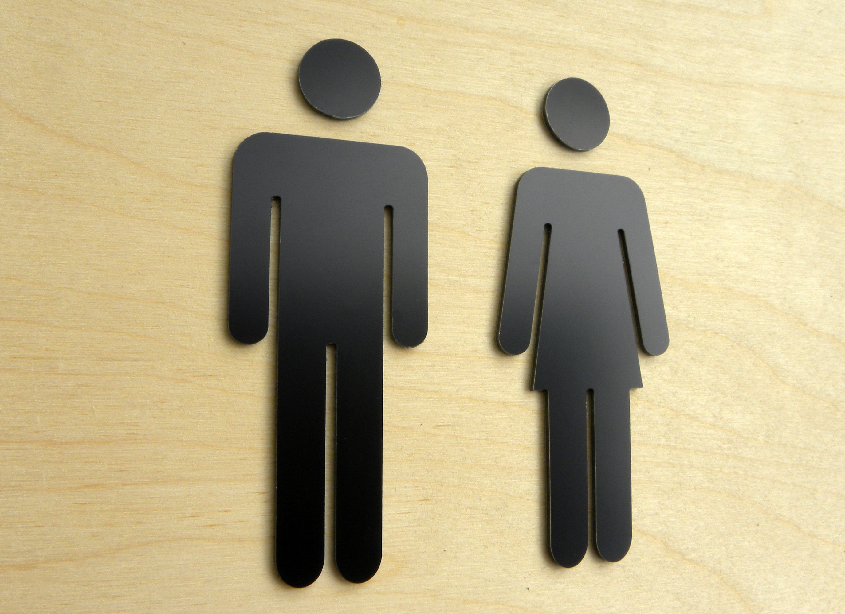 Restrooms Modern Figures Door Signs. Stainless Set Men Woman Neutral WC ...