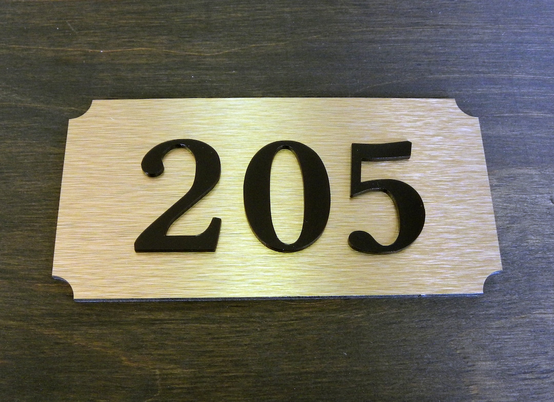 Apartment Door Sign . Stainless Brass Brushed Plates for Buildings ...