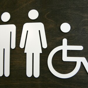 Restrooms Modern Figures Door Signs. Stainless Set Men Woman Neutral WC ...