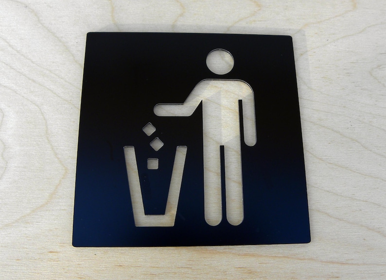 TRASH Adhesive Sign | Garbage Bin Brass Modern Signage Plaques | Waste ...