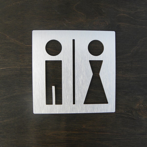 Stainless Restroom Sign - Etsy