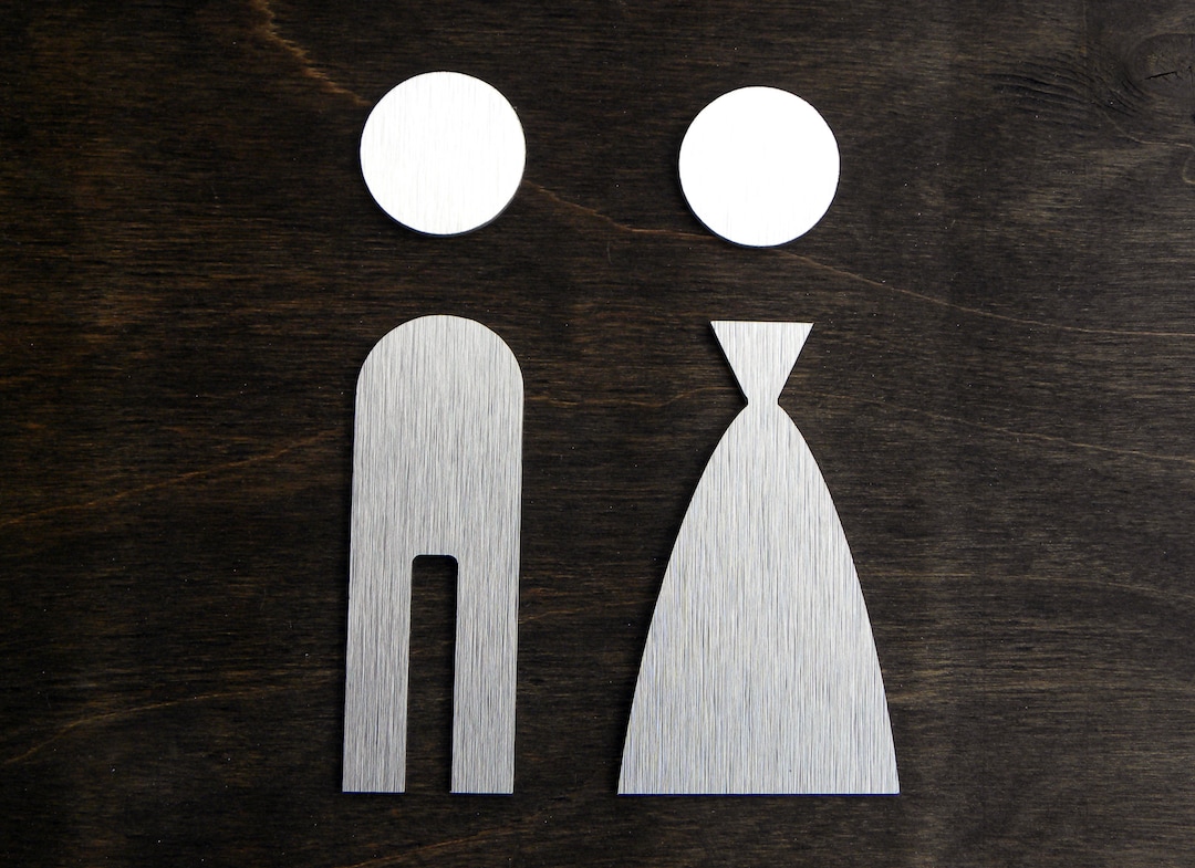 Restroom Set of Figures Male Female Door Sign. Adhesive Stainless Men ...