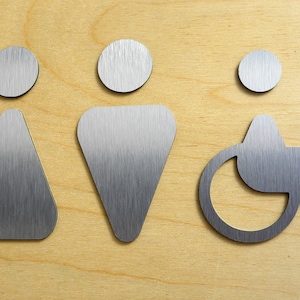 Bathroom Creative Door Figure Sign. Silver Modern Bathrooms Doors ...