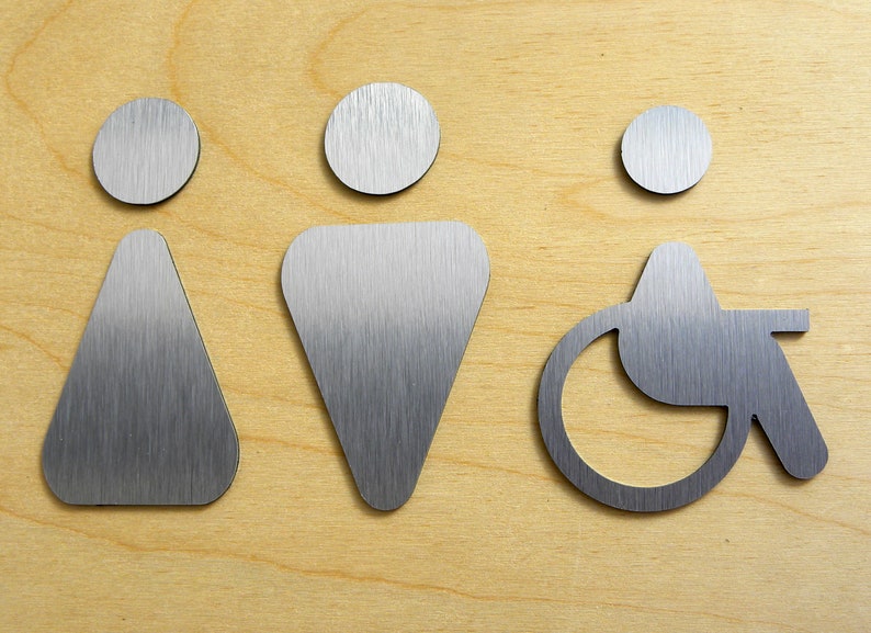 Bathroom Creative Door Figure Sign. Silver Modern Bathrooms - Etsy