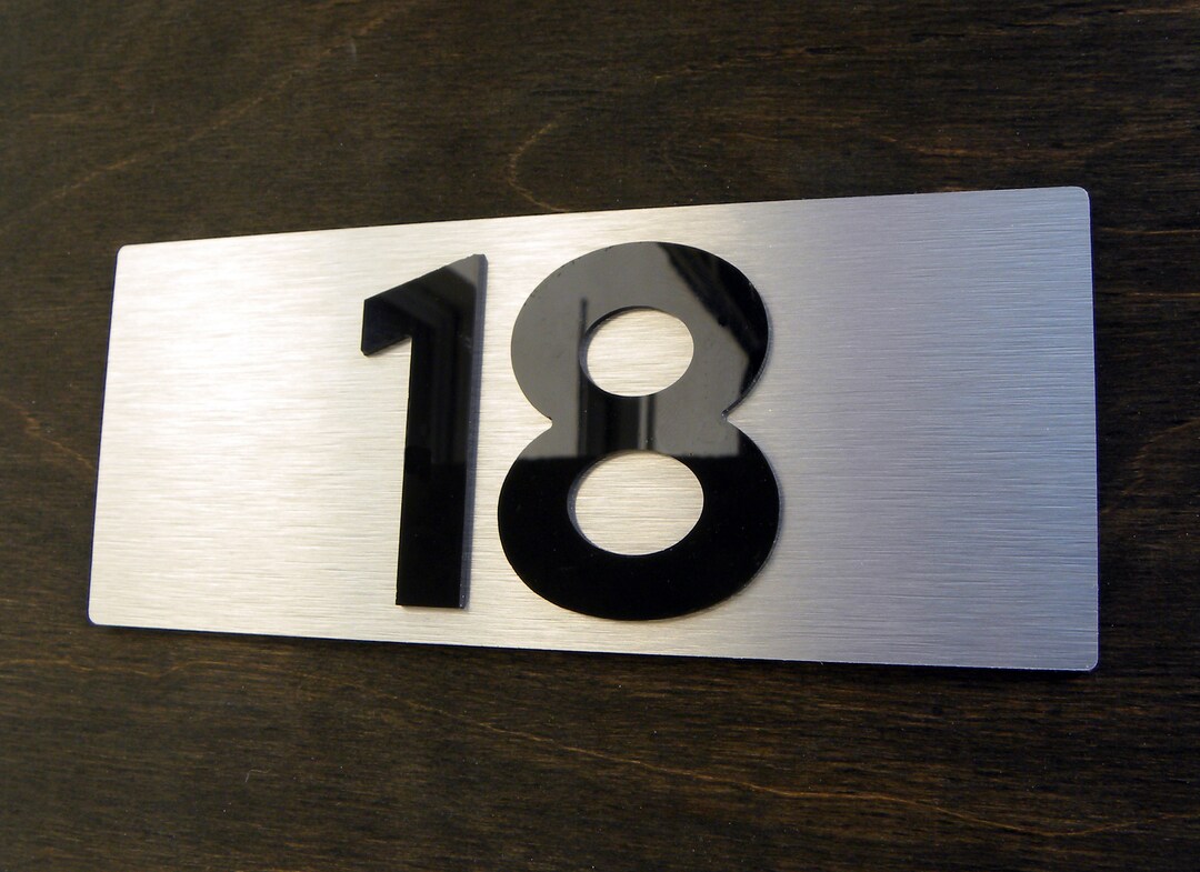 Custom Apartment Front Door Sign. Stainless Silver Apartments Number ...