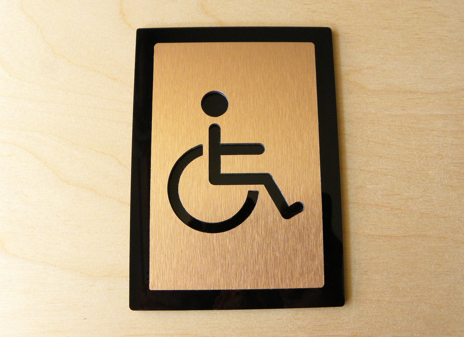 Stainless Steel Disability Restroom Door Sign. Brushed Cooper Black ...