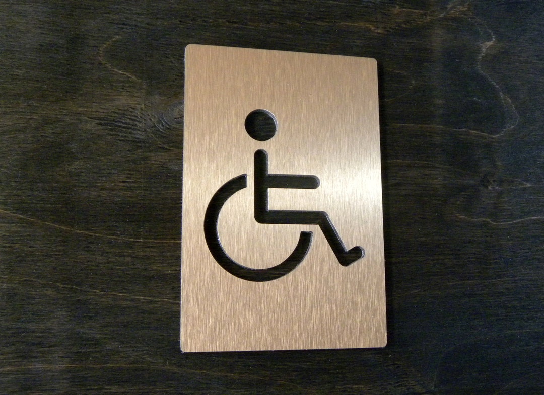 Aluminum Disability Restroom Door Sign. Cooper Brushed Aluminum ...