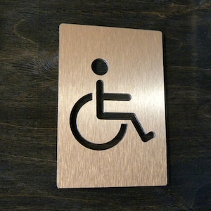 Aluminum Disability Restroom Door Sign. Cooper Brushed Aluminum ...