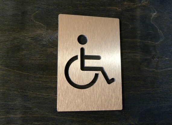 Aluminum Disability Restroom Door Sign. Cooper Brushed | Etsy