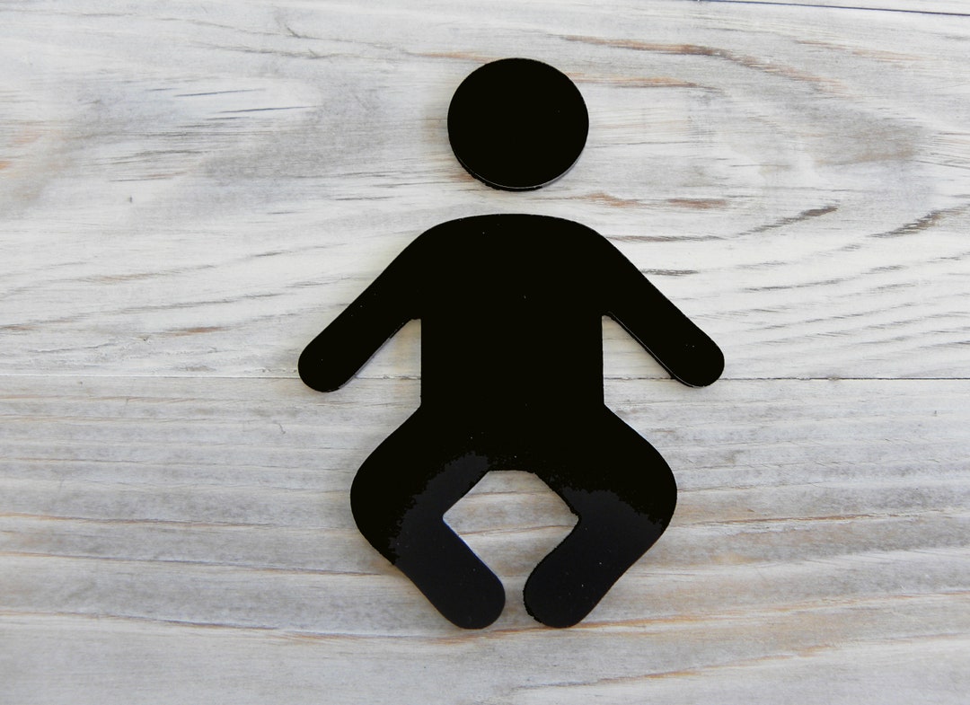 Baby Figure Door Sign . Babies Black Symbol Plate. Modern Diaper Change ...