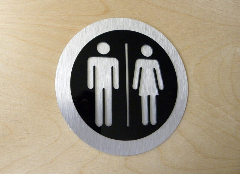 Modern Restroom Door Sign. Silver ACP & Acrylic Restroom Signs. Signs ...