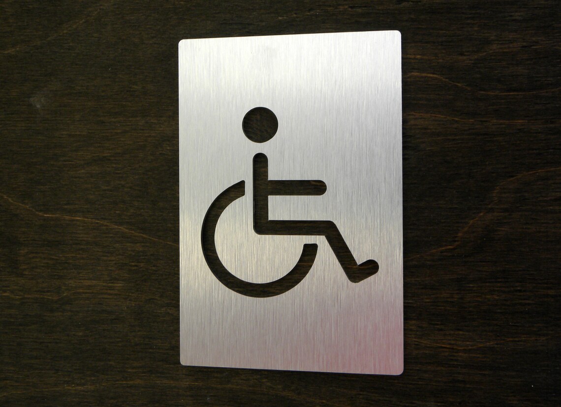 Aluminum Disability Bathroom Door Sign. Bathrooms Brushed Aluminum ...