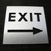 Exit Directional Sign. Silver Brushed Aluminum Exit Plaque. Info EXIT ...
