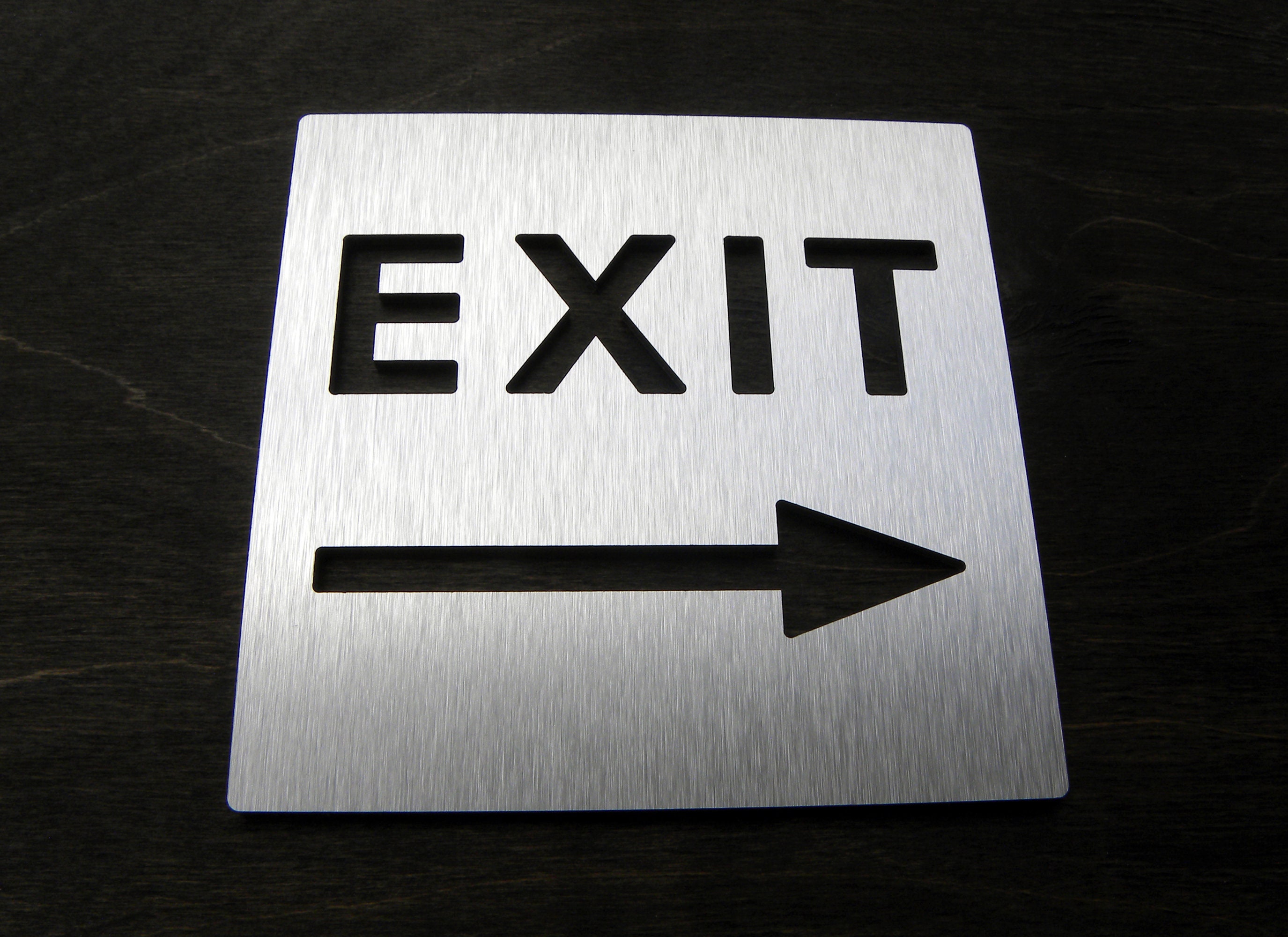 Exit Directional Sign. Silver Brushed Aluminum Exit Plaque. - Etsy