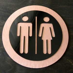 Restroom Modern Door Sign. Stainless Signs for Restrooms. Plates Round ...