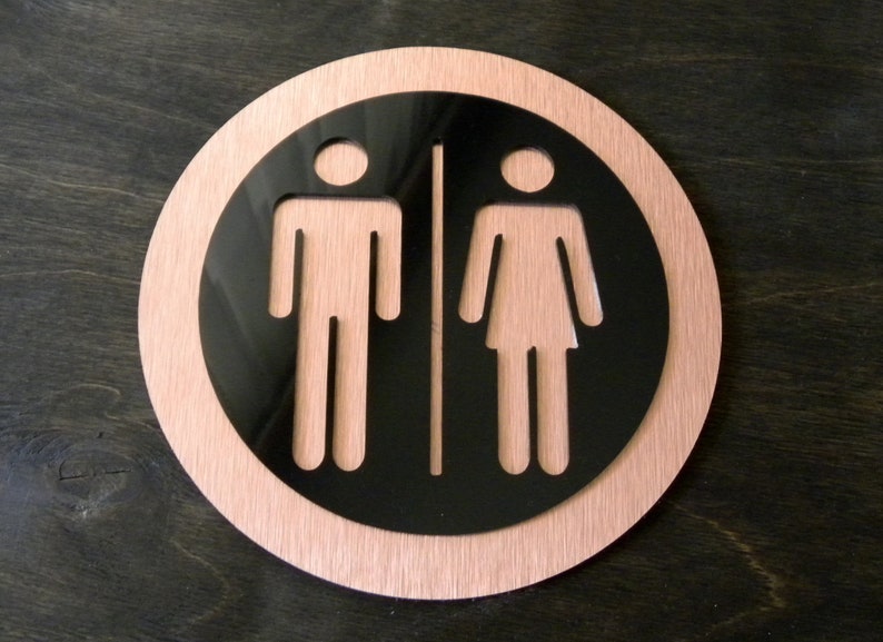 Modern Restroom Door Sign. Silver ACP & Acrylic Restroom Signs. Signs ...