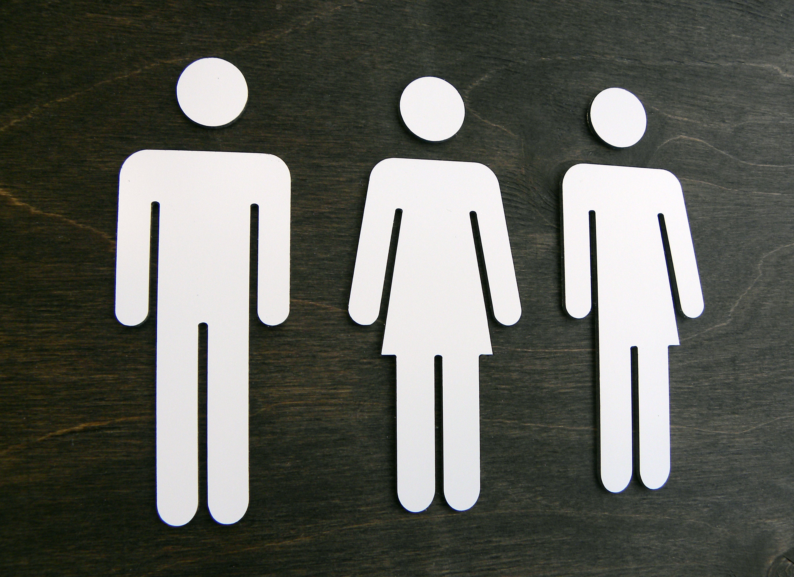 Bathrooms Door Signs Figures. White Men Woman Neutral Doors Sign ...