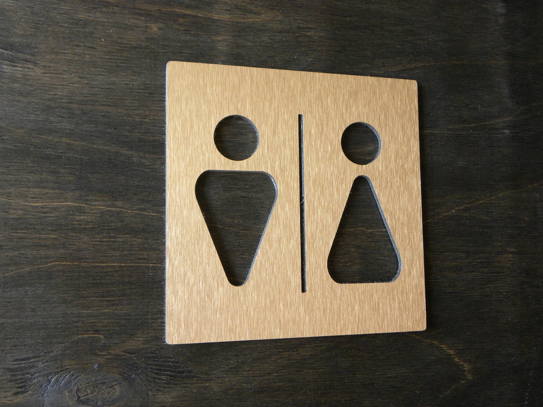 Restroom Modern Door Sign. Stainless Bathroom Man & Woman Signs ...