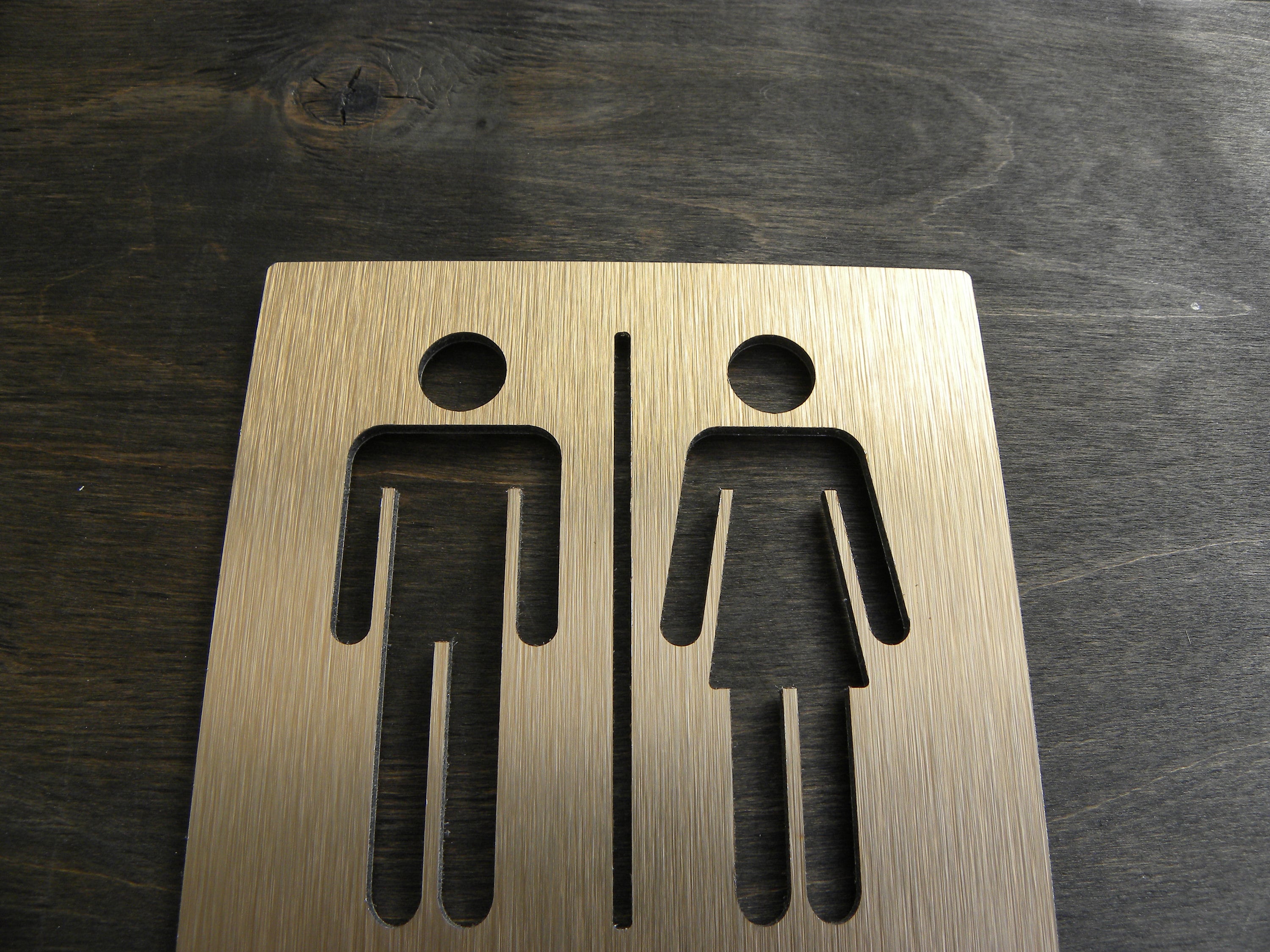 Restroom Arrow Door Sign - Commercial Directional Plaque Directions ...