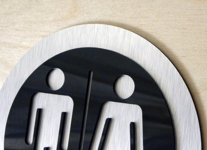 Modern Restroom Door Sign. Silver ACP & Acrylic Restroom Signs. Signs ...