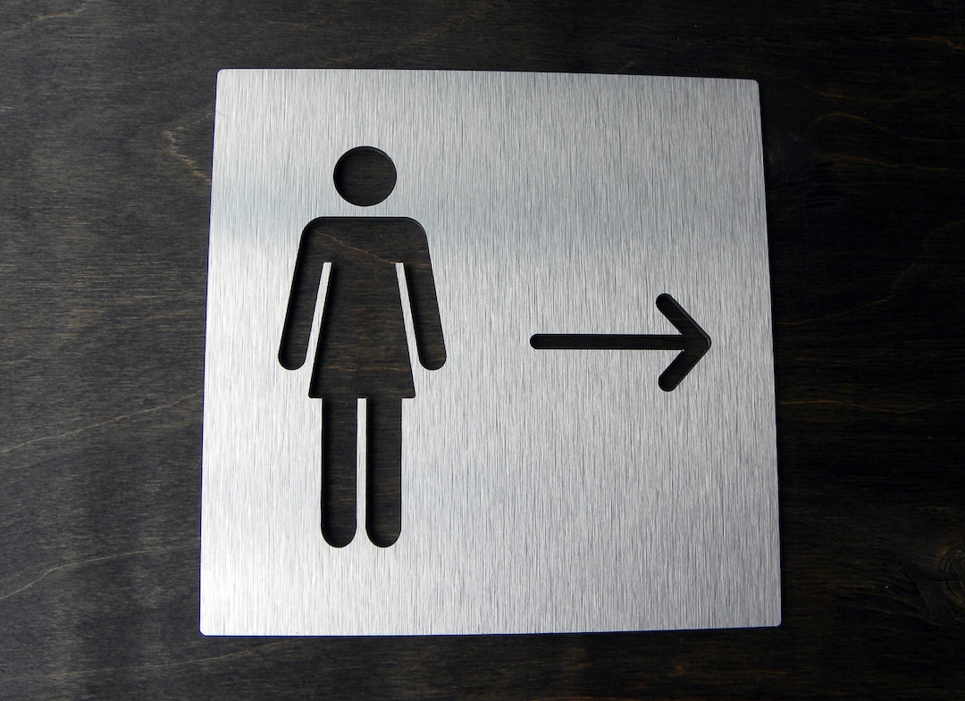 Restroom Door Sign With Directional Arrow . Signs for Restrooms ...