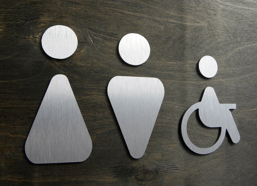 Bathroom Creative Door Figure Sign. Silver Modern Bathrooms Doors ...