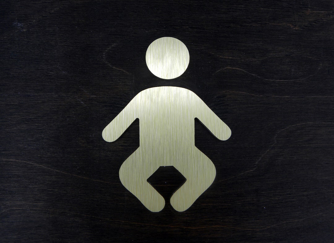Baby Door Sign . Gold Modern Diaper Changing Plaque . Bathroom Changing ...