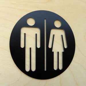 Restroom Round Door Sign. Stainless Adhesive Signs for Restrooms ...