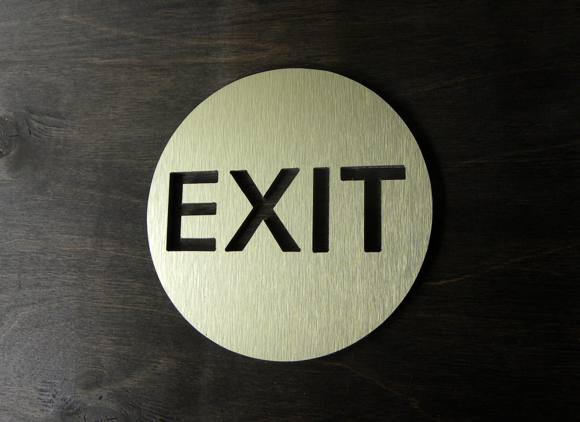 Exit Information Door Sign. Silver Brushed Aluminum Wall Exit - Etsy