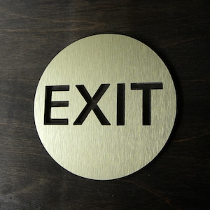 Exit Information Door Sign. Silver Brushed Aluminum Wall Exit Signs ...