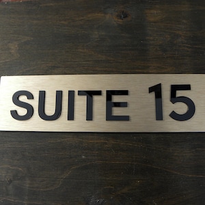 SUITE Modern Door Sign | Stainless Number Signs | Apartment Plate Digit ...