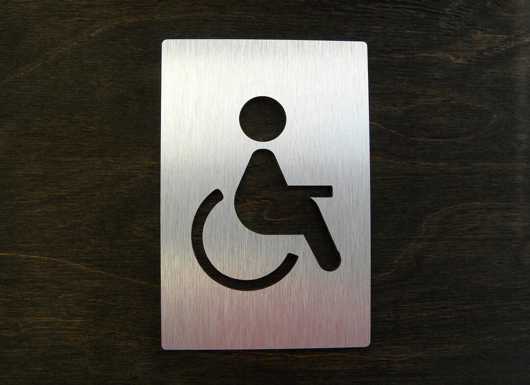 Aluminum Disability Toilet Door Sign. Silver Brushed Acces Disabled ...
