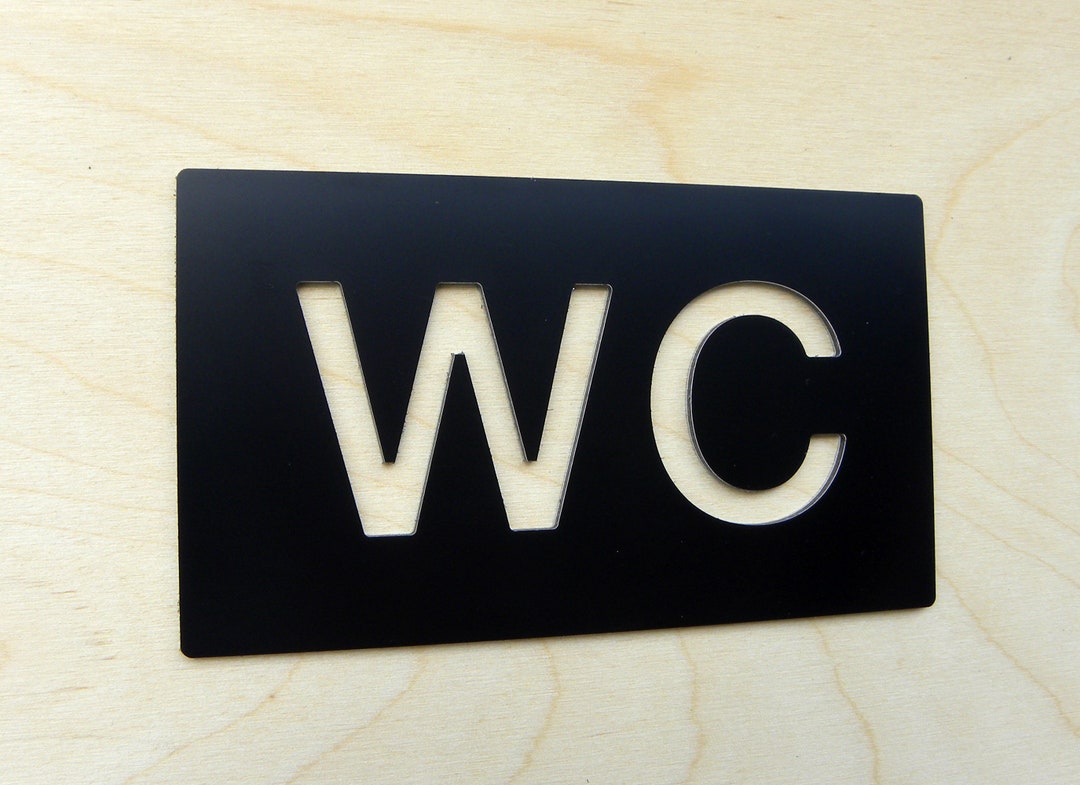 Bathroom Stainless Door Plaques . Modern Black WC Toilet Signs. Signs ...