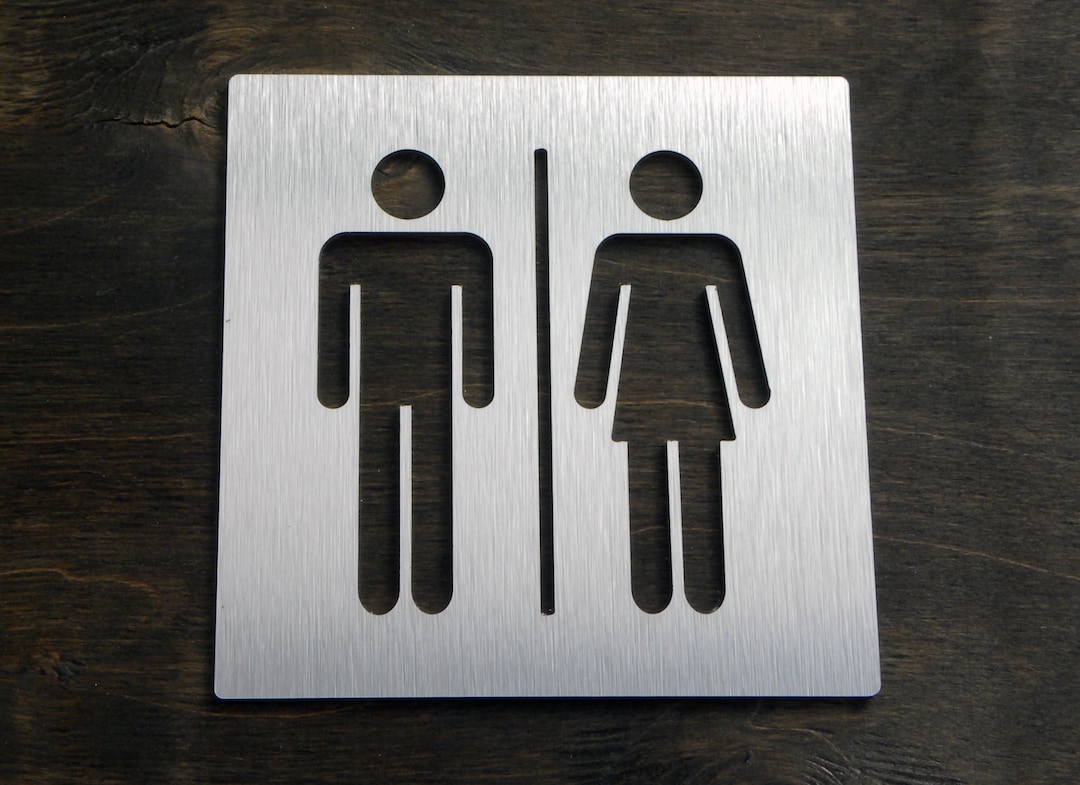 Bathroom Door Sign. Stainless Silver Modern Bathrooms Plaques.signs for ...