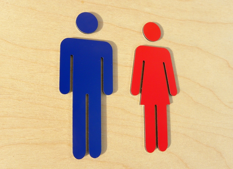Dementia Restroom Man Woman Door Signs . Dimensional Male Female Blue ...