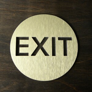 Exit Information Door Sign. Silver Brushed Aluminum Wall Exit Signs ...