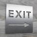Exit Directional Sign. Silver Brushed Aluminum Exit Plaque. Info EXIT ...