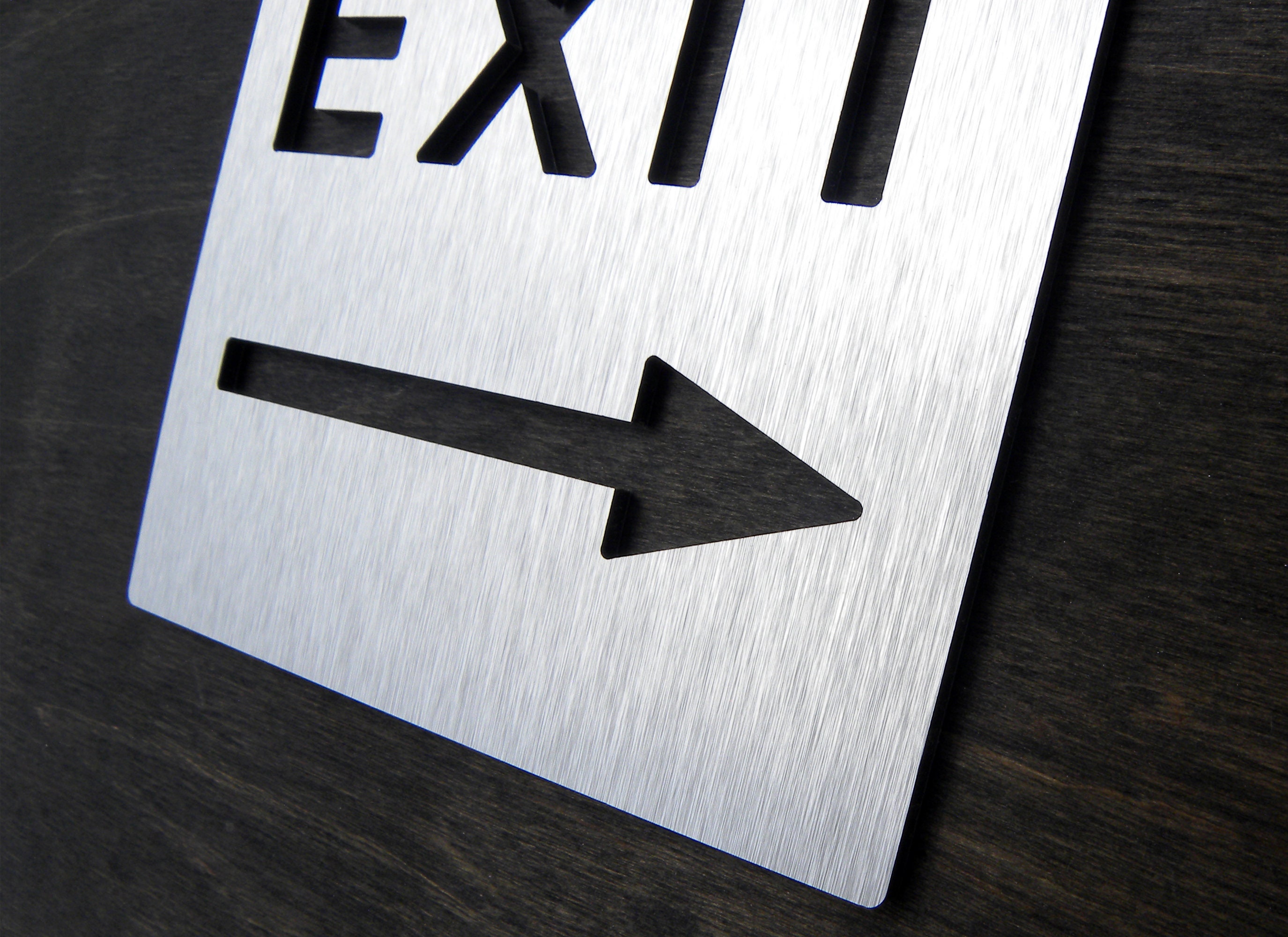 Exit Directional Sign. Silver Brushed Aluminum Exit Plaque. - Etsy