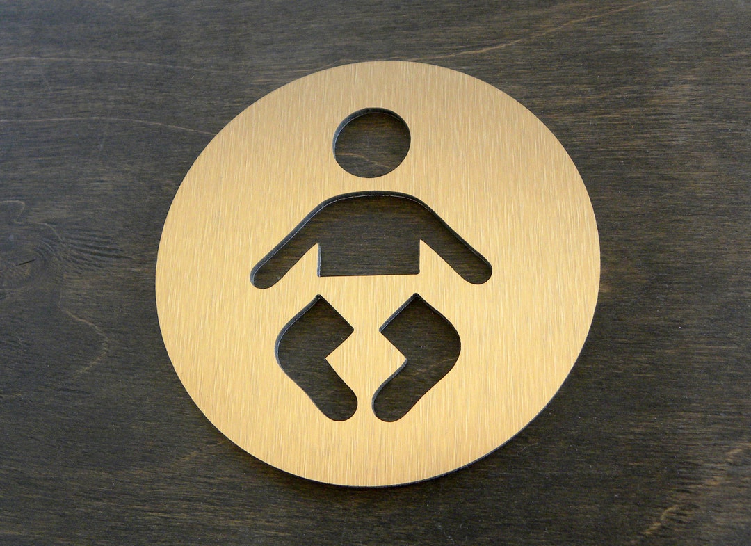 Children Door Sign . Bronze Plate for Babies. Modern Diaper Changing ...